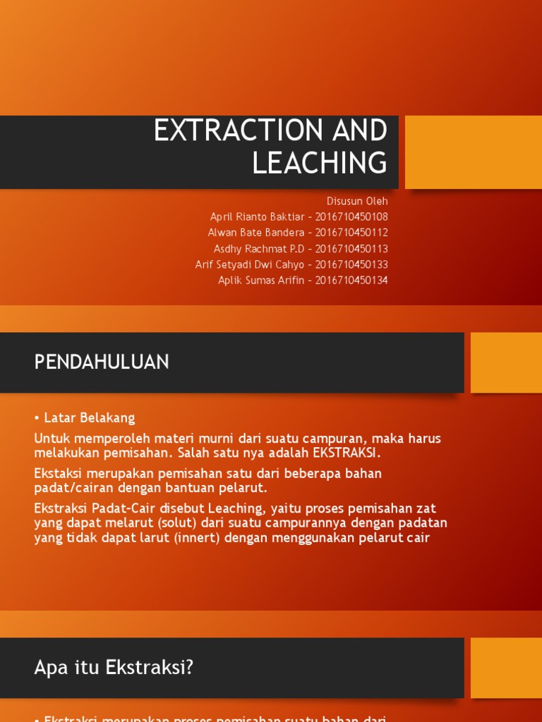 Extraction and Leaching | PDF
