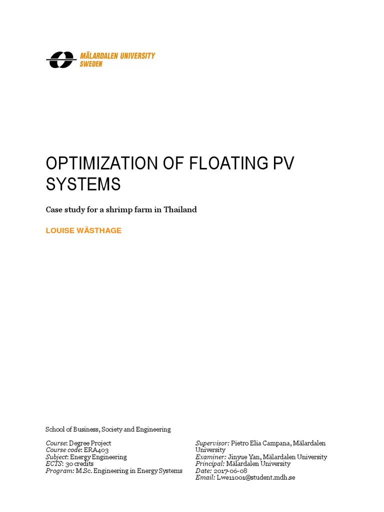 Optimization of Floating PV Systems | PDF | Photovoltaics ...