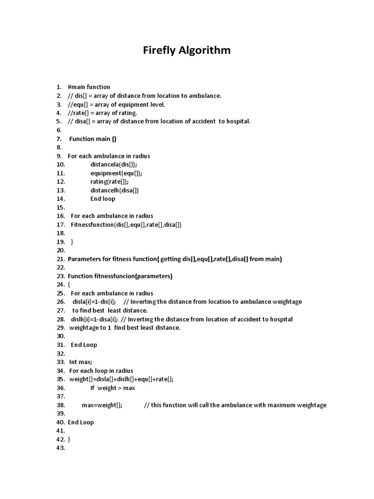 Firefly Algorithm: 7. Function Main | PDF | Applied Mathematics | Algorithms