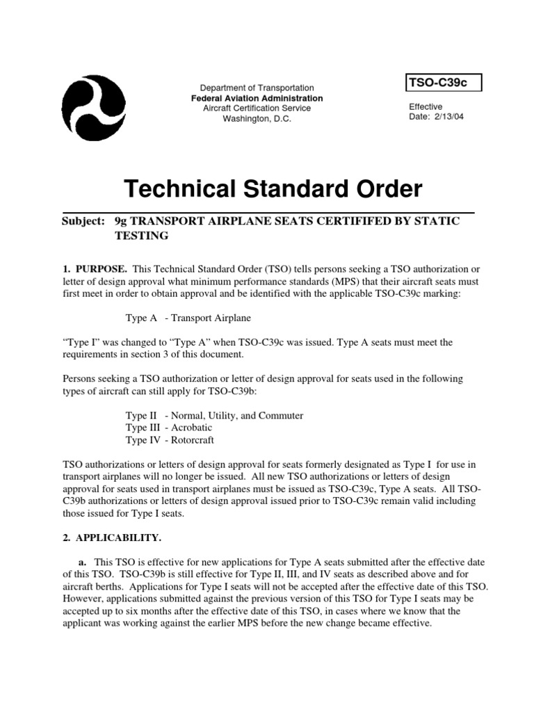 Technical Standard Order: TSO-C39c | PDF | Specification (Technical ...