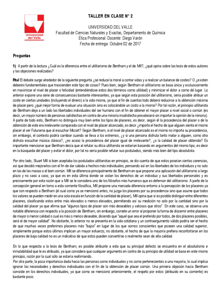 Comparativa del Utilitarismo: Bentham vs. Mill | PDF | John Stuart Mill ...