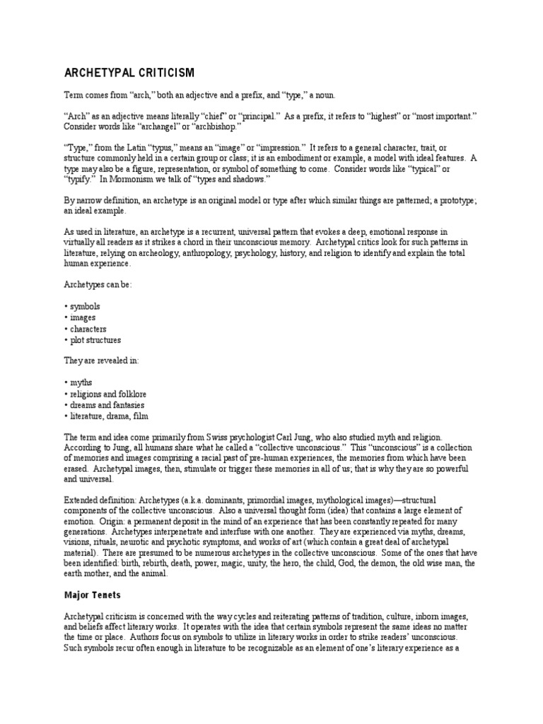 Everything On Archetypes PDF | PDF | Hero | Mythology