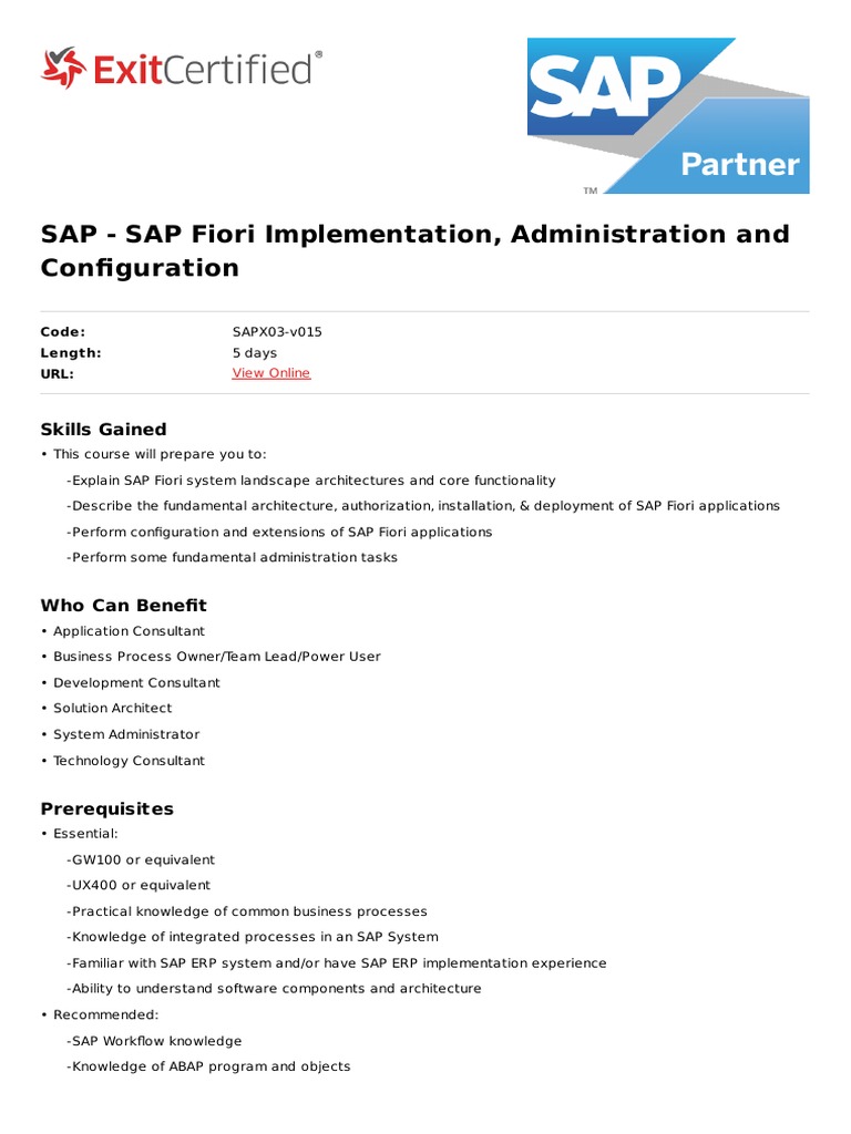 Sap Fiori Implementation Administration and Configuration PDF | PDF | Business
