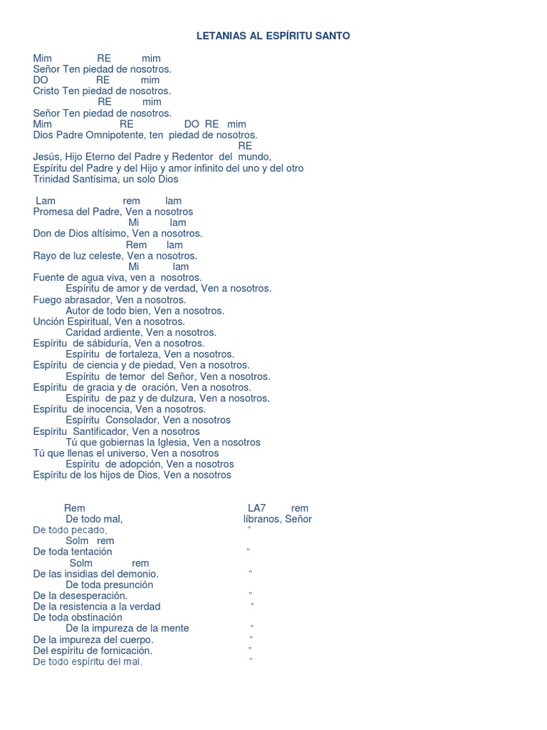Letanias Al Espíritu Santo Pdf Espíritu Cristo Título