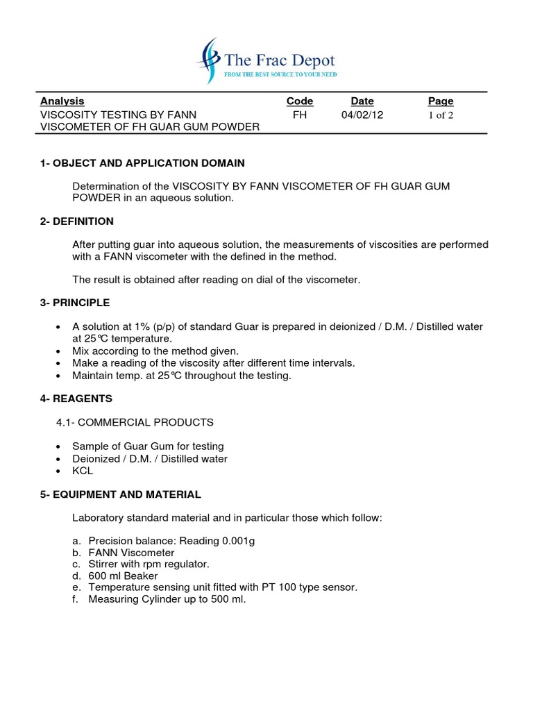Viscosity Method FH Grade - V2 PDF | PDF | Viscosity | Chemistry