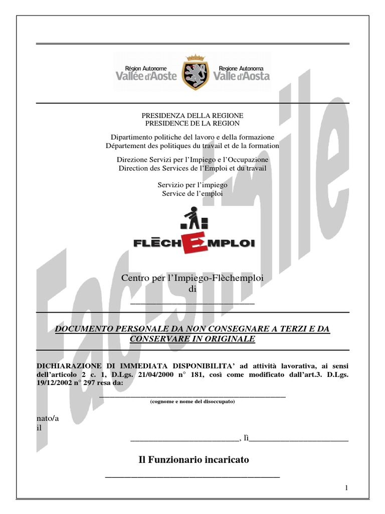 Fac-Simile Modello DID | PDF