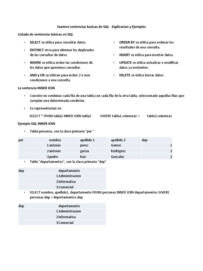 Sentencias Basicas de SQL | PDF | SQL | Ingeniería de software