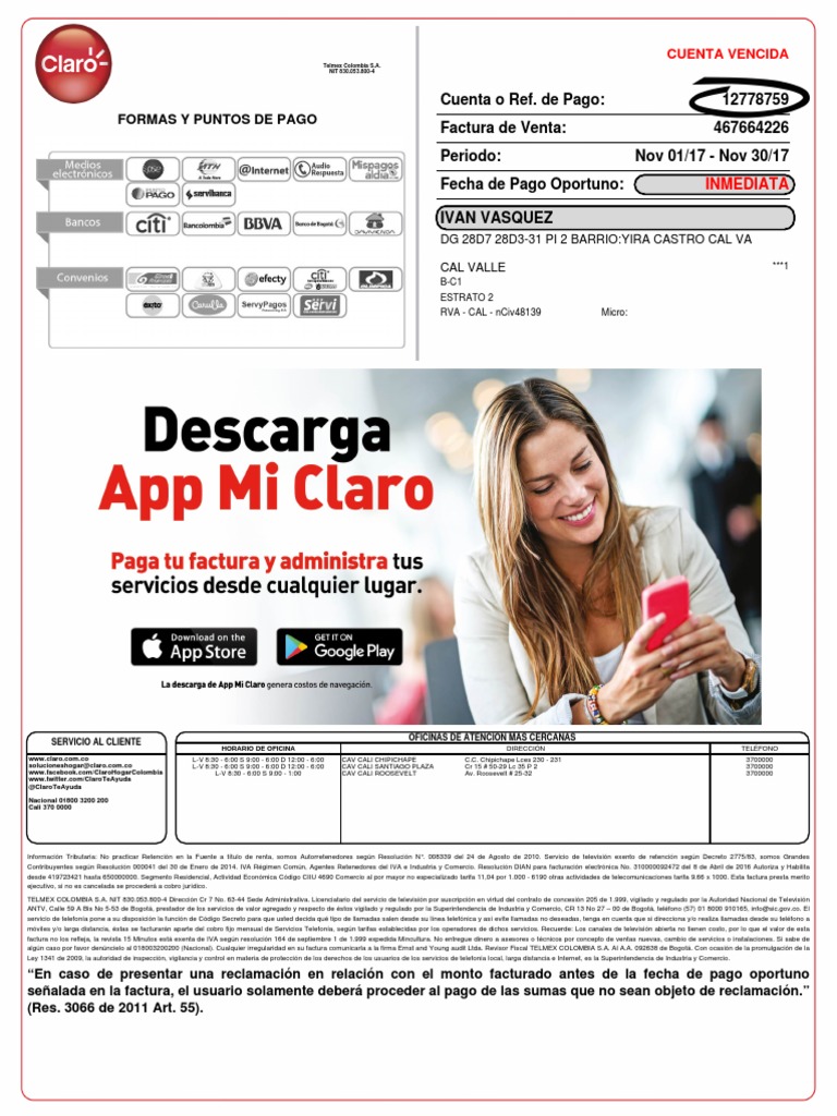 Factura Claro | PDF | Factura | Tecnología de información y comunicaciones