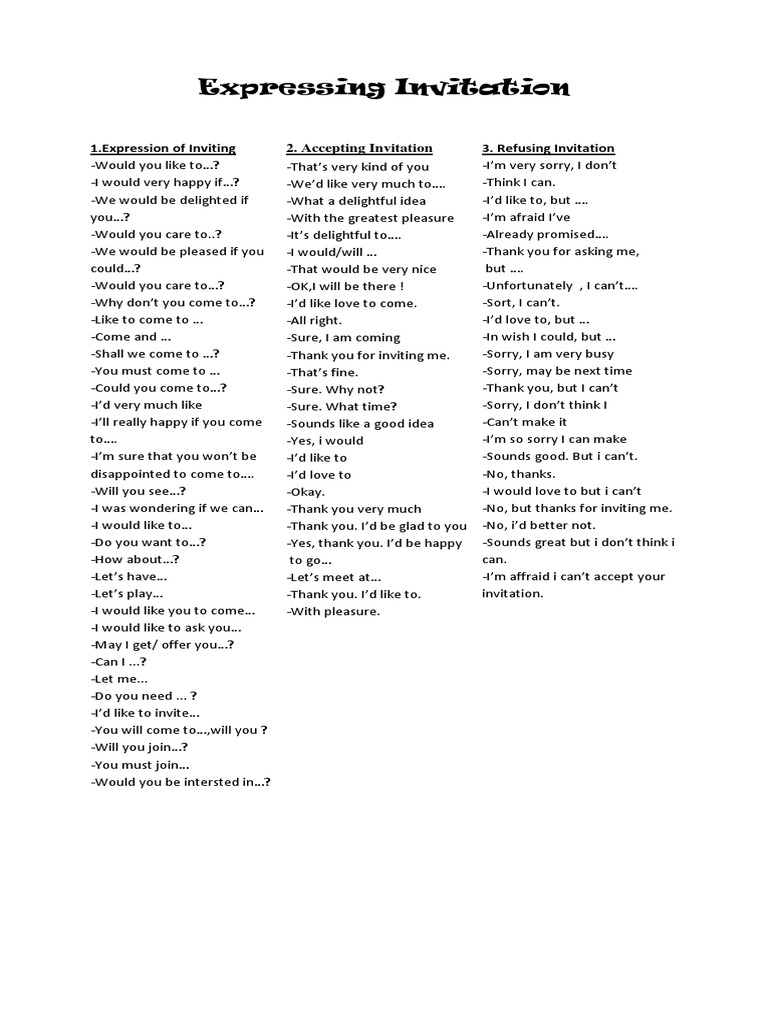 Expression of Inviting | PDF