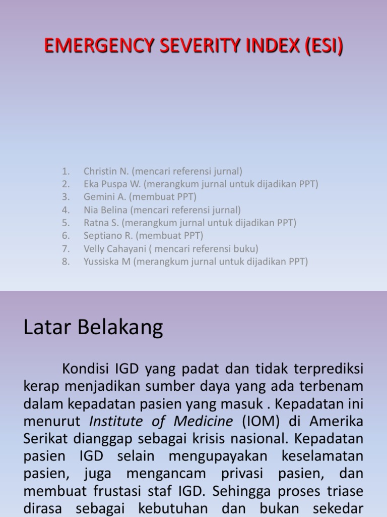 Emergency Severity Index (Esi) | PDF | Sains & Matematika