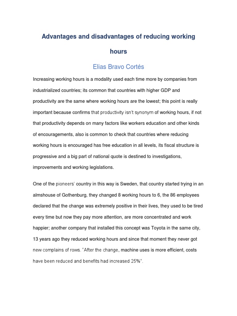 04-12-17 Advantages and Disadvantages of Reducing Working Hours ...