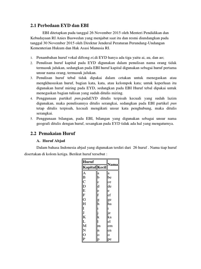 Perbedaan EYD Dan EBI | PDF