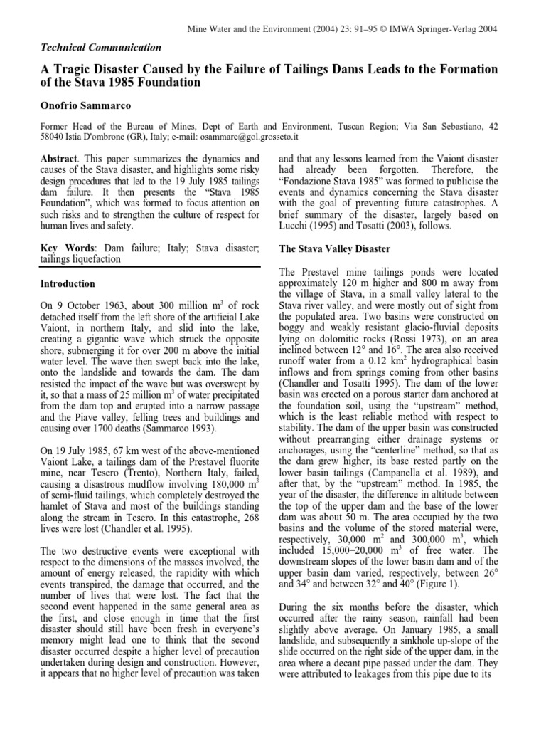 Stava Dam Collapse: A Tragic Overview | PDF | Dam | Drainage Basin
