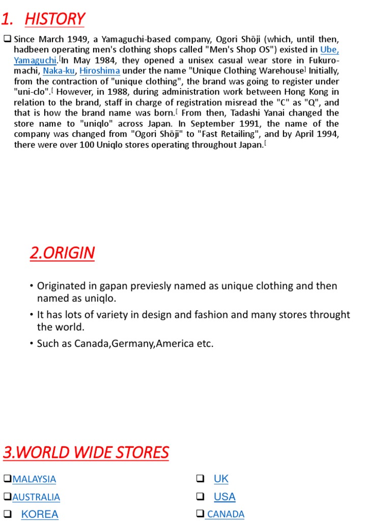 Uniqlo History and Origin | PDF
