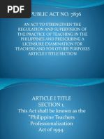 Ra 7836 | PDF | Teachers | Profession