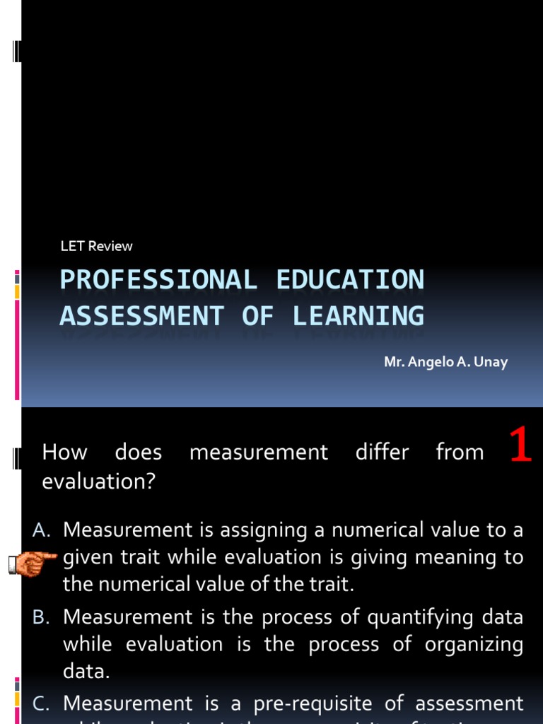 LET Review Assessment of Learning Test Items | PDF | Educational ...