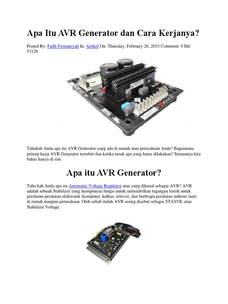 Apa Itu AVR Generator Dan Cara Kerjanya | PDF | Komputer | Teknologi ...