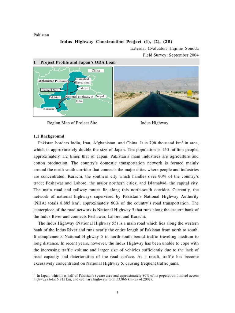Indus Highway Construction Project (1), (2), (2B) : 1 Project Profile ...