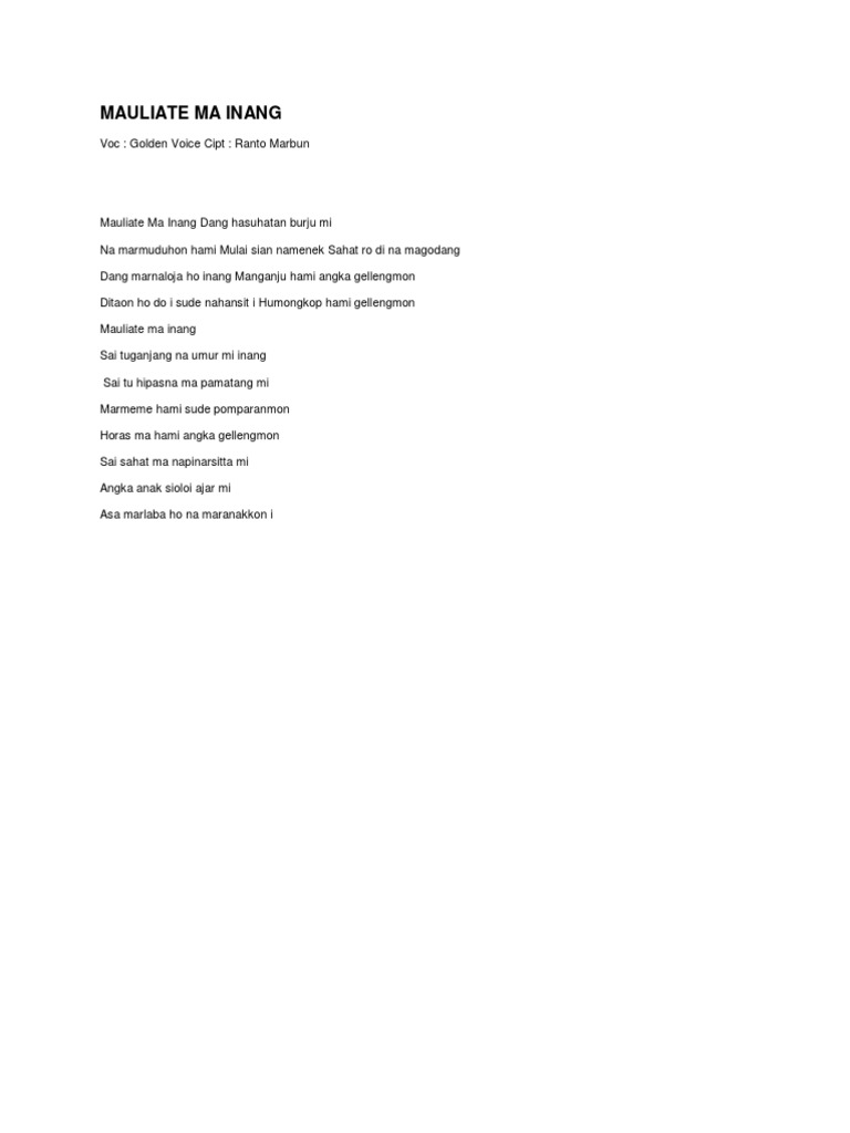 Mauliate Ma Inang PDF | PDF | Art | Poetry