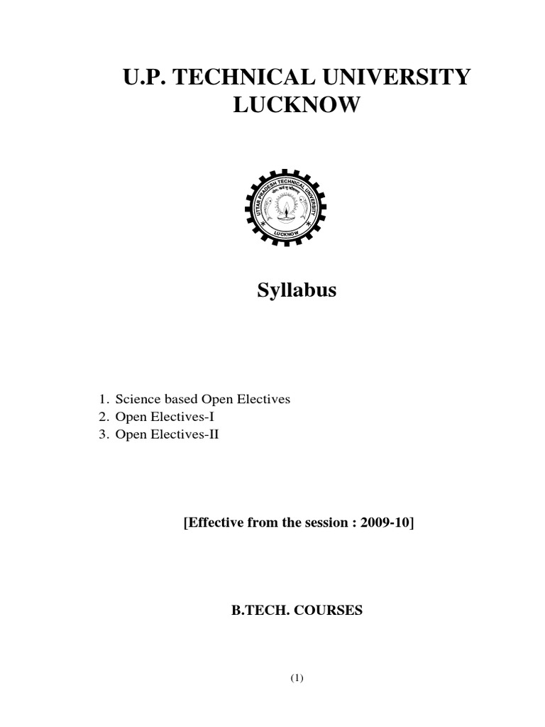 U.P. Technical University 2009-10 Course Syllabus: Science-Based Open ...
