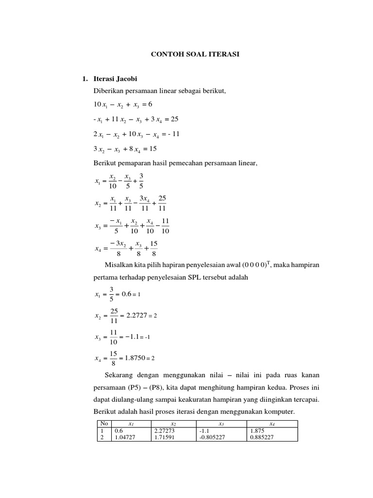 Contoh Soal Metode Iterasi Numerik | PDF