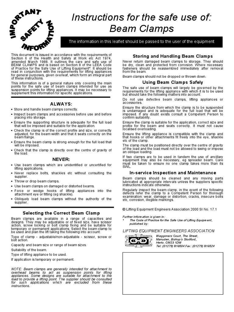 Beam Clamps | Download Free PDF | Elevator | Rope