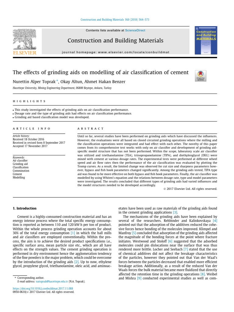Impact of Grinding Aids on Cement Classifiers | PDF | Mill (Grinding ...