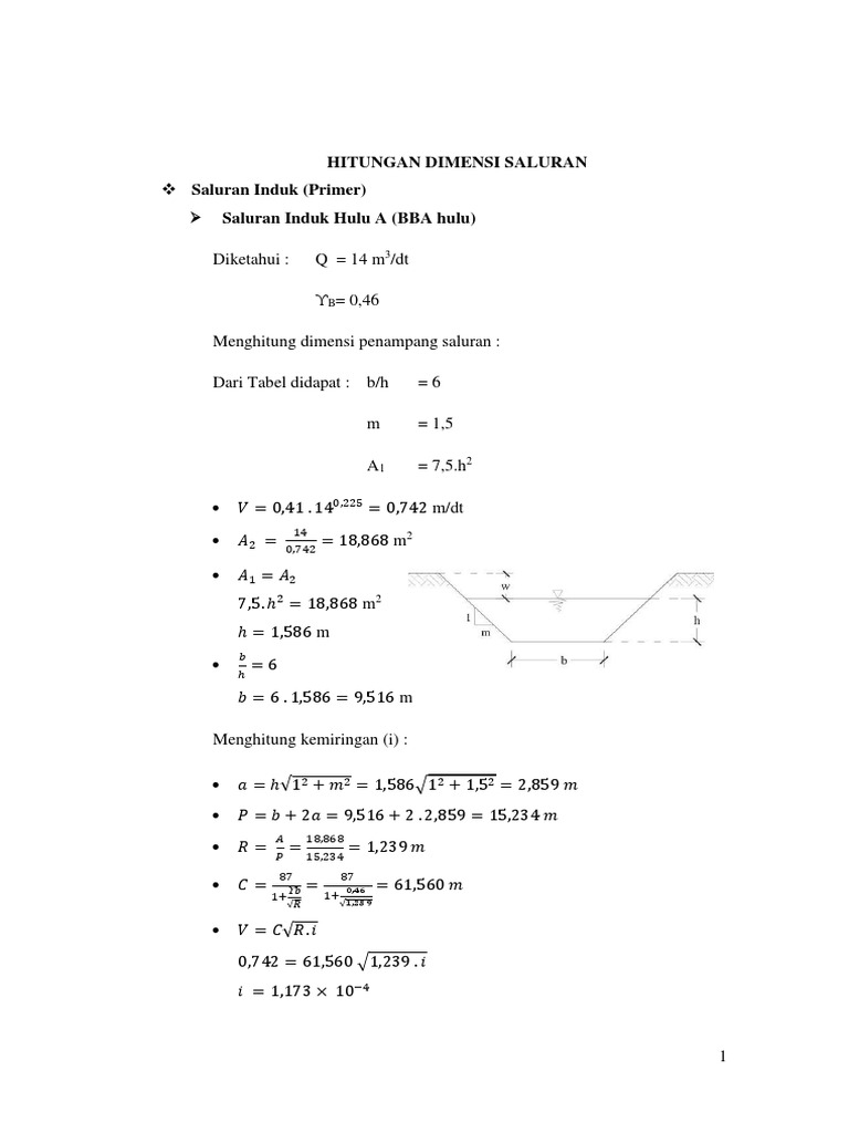 Hitungan Dimensi Saluran | PDF