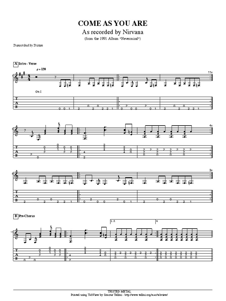 Come As You Are: An Analysis of Nirvana's Iconic Song | PDF | Musical ...