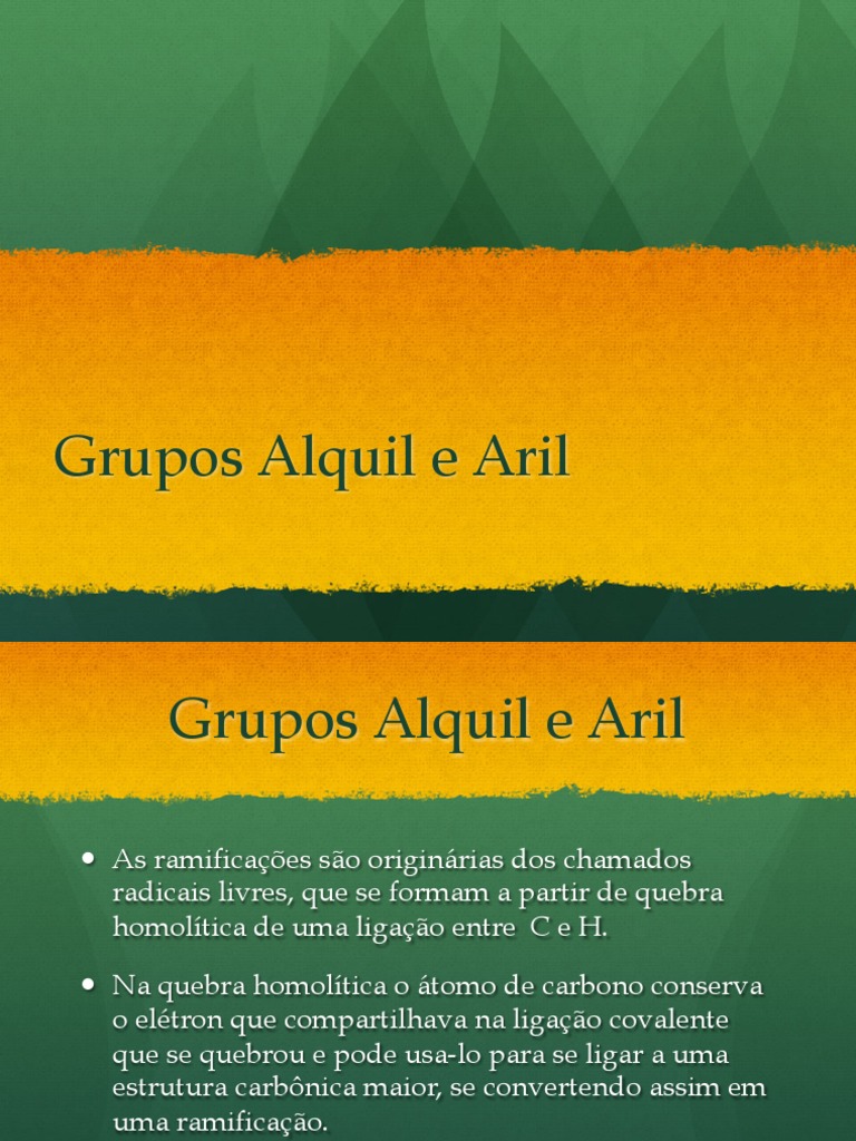 Grupos Alquil Aril Quebra Homolítica Radicais Livres | PDF