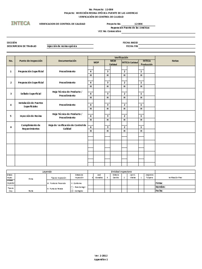 VCC - Verificacion de Control de Calidad Formato-Puente de Las Americas ...