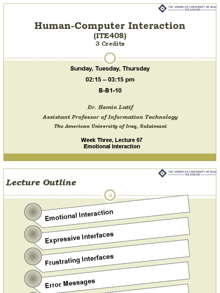 ITE408 L07 Emotional Interaction | PDF | User Interface | Human ...