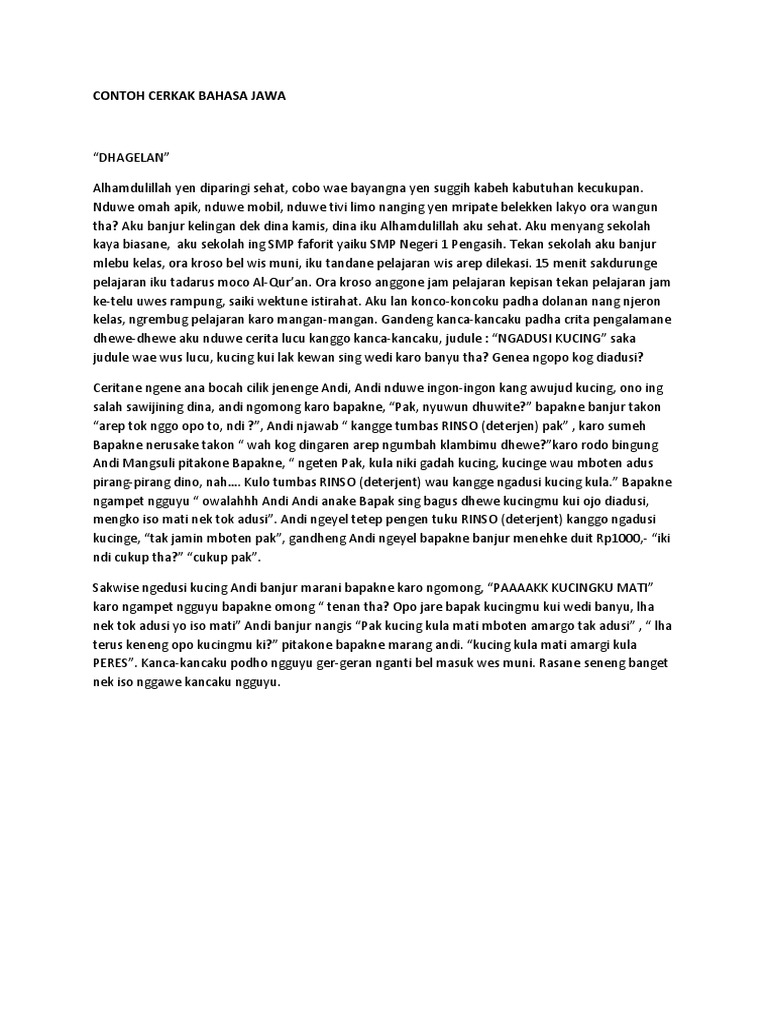 Contoh Cerkak Bahasa Jawa | PDF