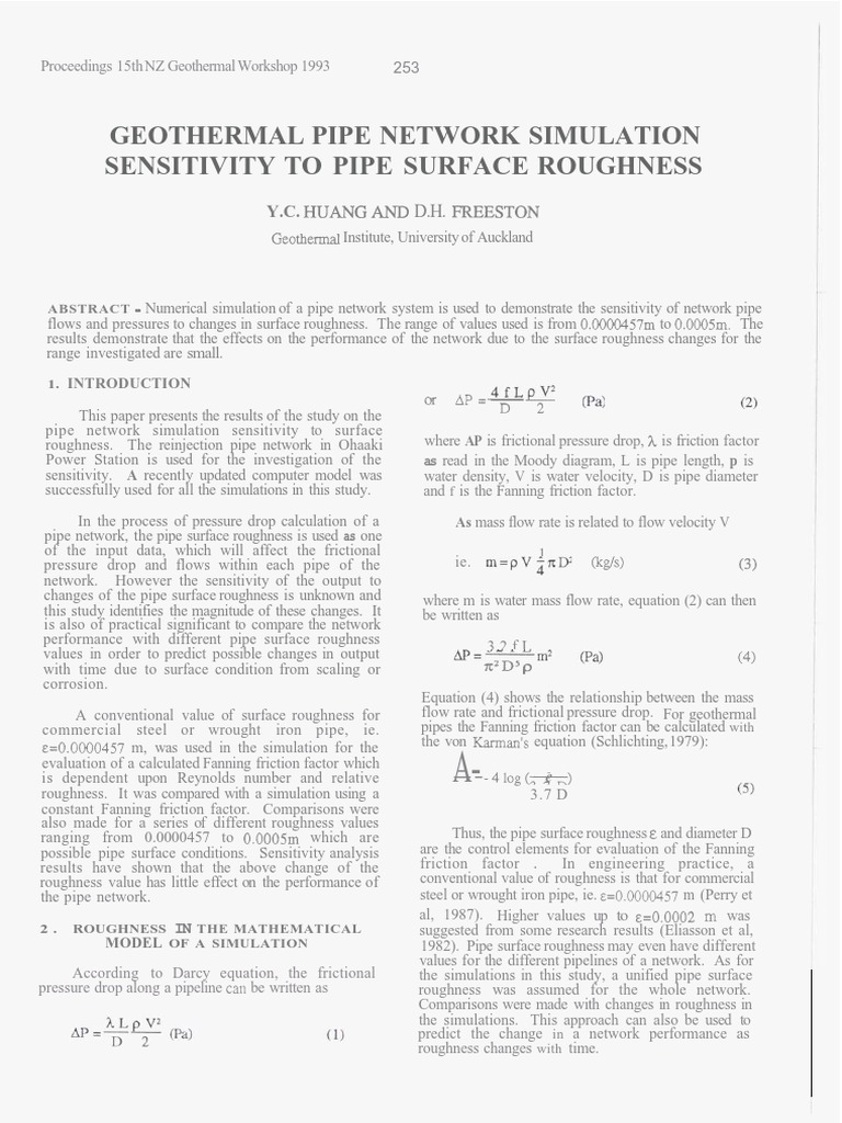 The Impact of Pipe Surface Roughness Variations on the Accuracy of Geothermal Pipe Network ...