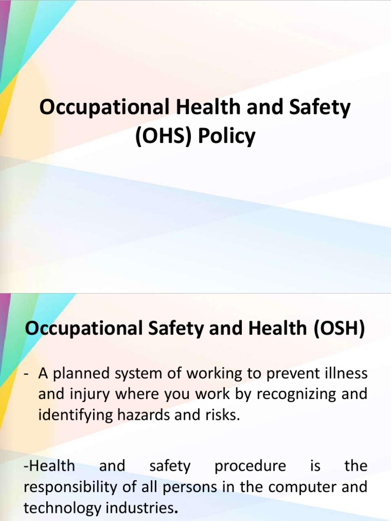 Occupational Health and Safety (OHS) Policy | PDF | Occupational Safety ...