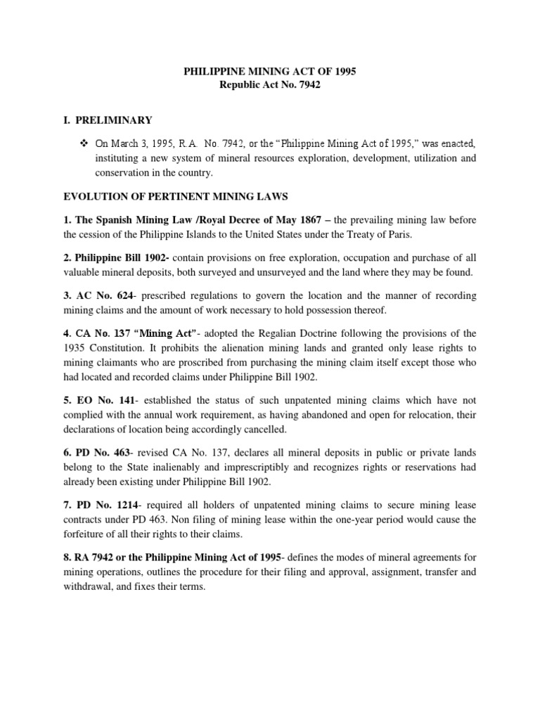 Philippine Mining Act of 1995 | Mineral Rights | Mining