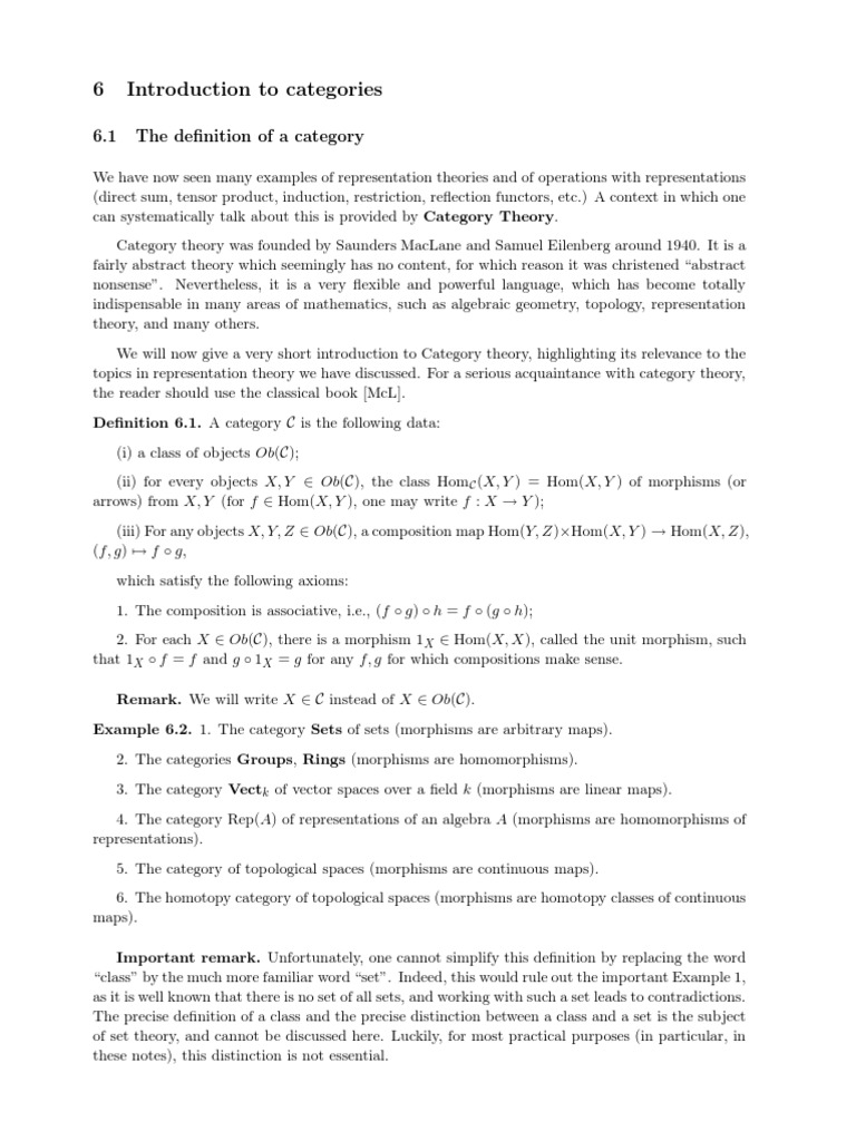 6 Introduction To Categories: 6.1 The Definition of A Category | PDF | Category Theory | Ring ...