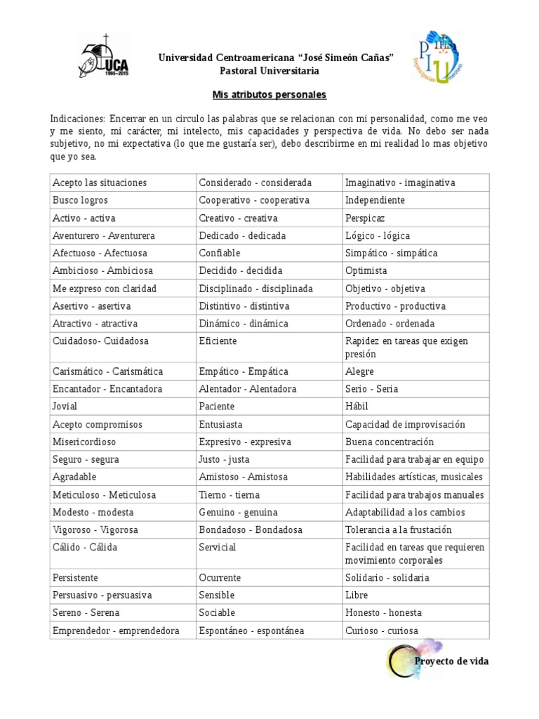 05 - Mis Atributos Personales | PDF | Conceptos psicologicos | Sicología