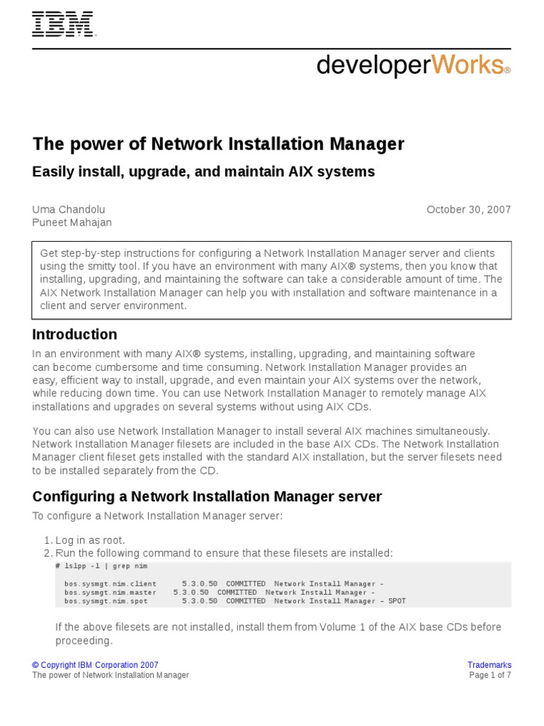 Configuring A Network Installation Manager | PDF | Unix | Areas Of ...