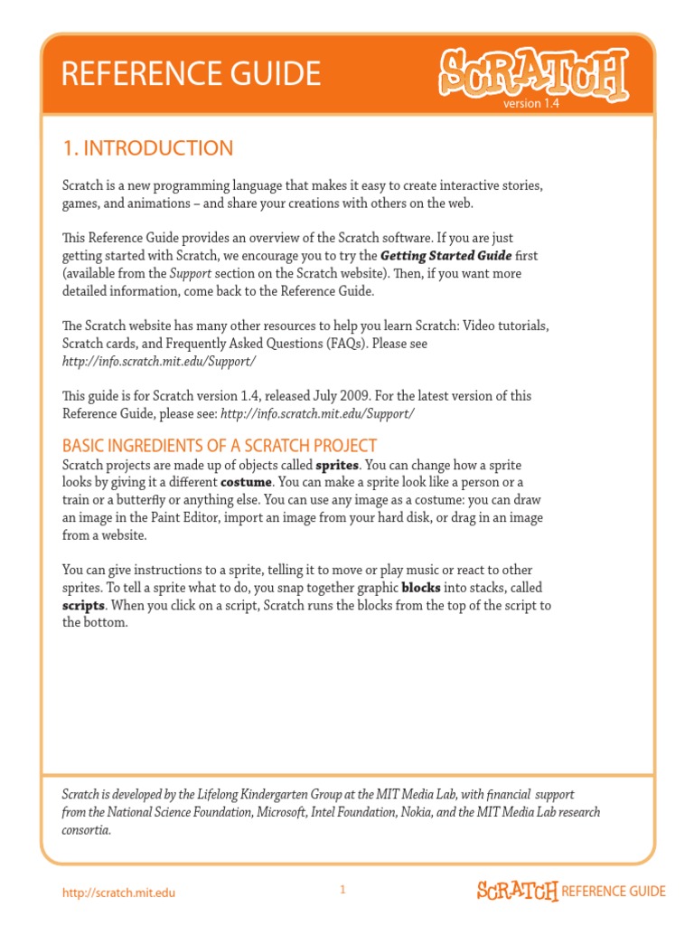 Reference Guide: Basic Ingredients of A Scratch Project | PDF | Scratch ...