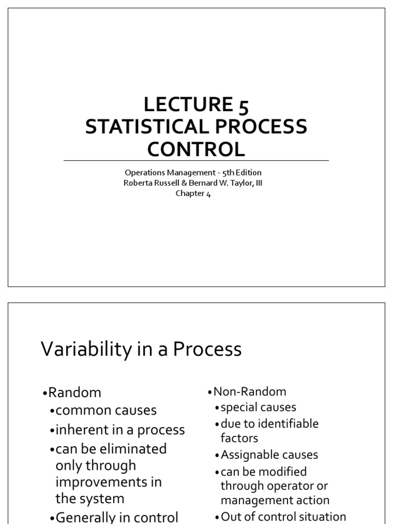Operations Management Lecture 5 Statistical Process Control | PDF | Statistics | Scientific Method