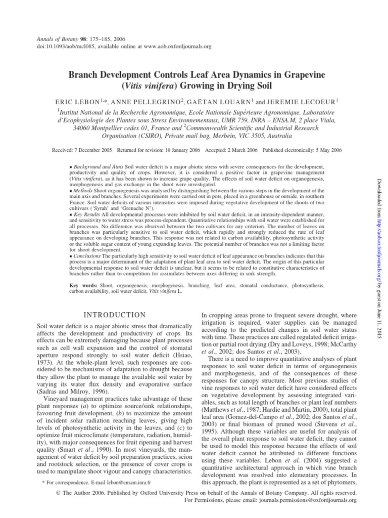 Ann Bot-2006-LEBON-175-85 | PDF | Soil | Stoma