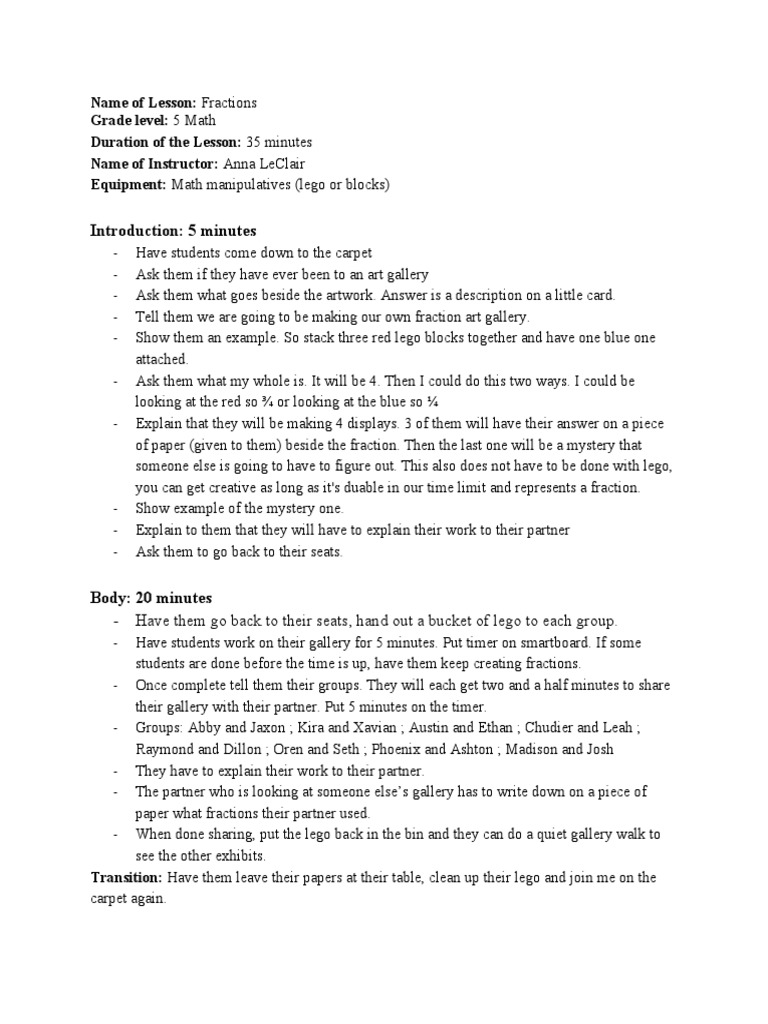 5 Minutes: Name Grade Duration Name Equipment | PDF | Art