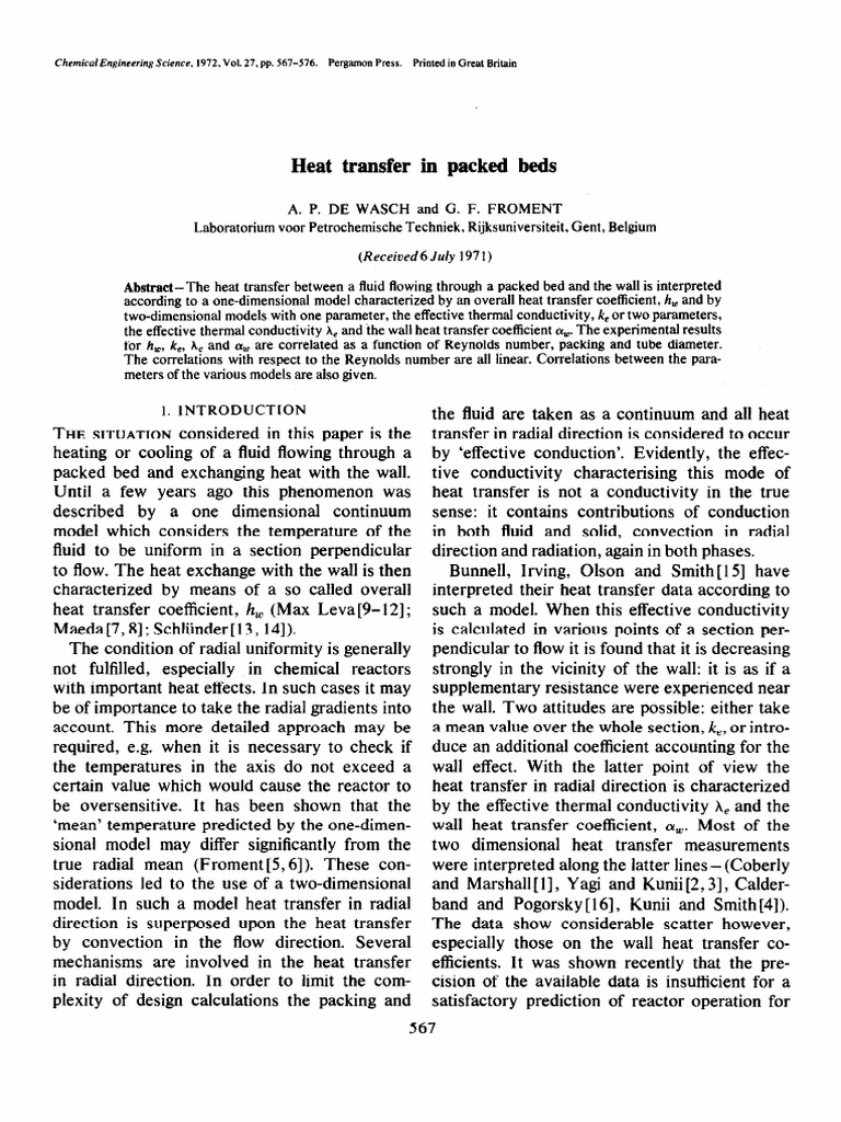 Heat Transfer in Packed Beds | PDF | Heat Transfer | Correlation And ...