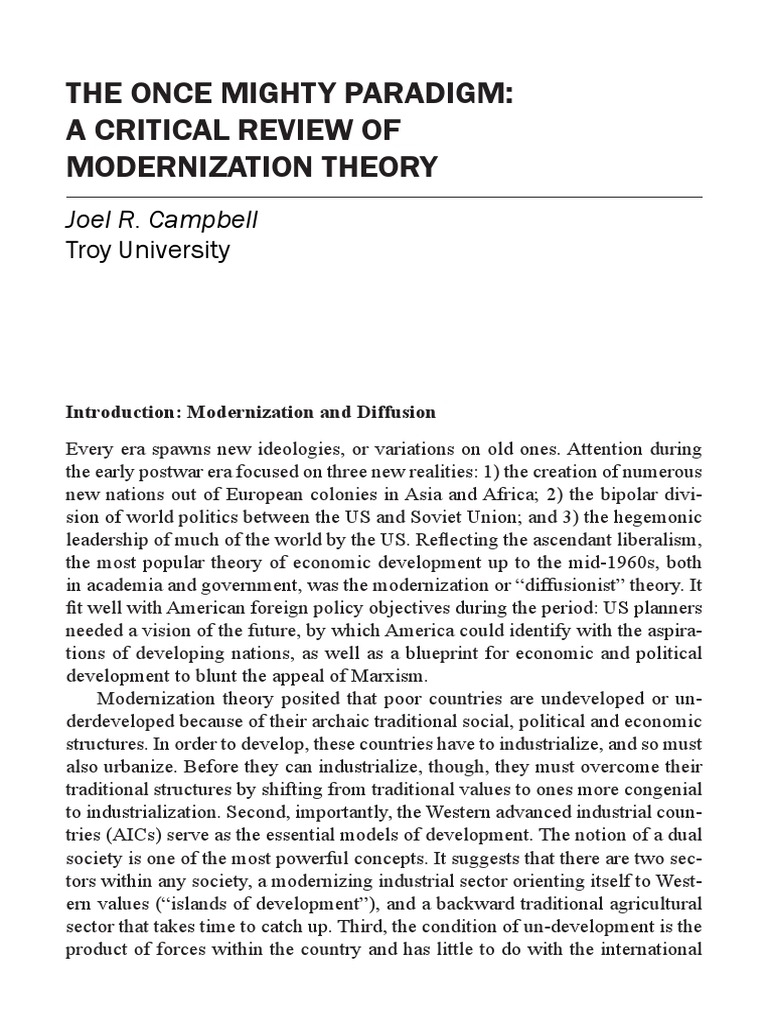 Critical Review of Modernization Theory 2 | PDF | Modernization Theory ...
