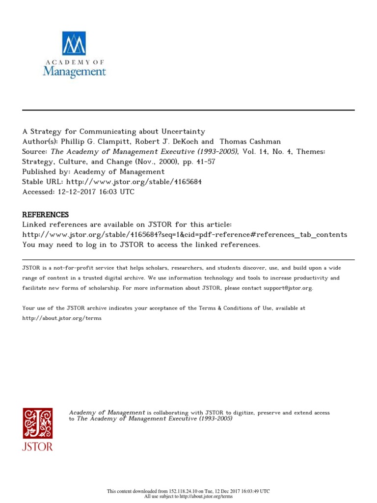 A Strategy For Communicating About Uncertainty | PDF | Strategic ...
