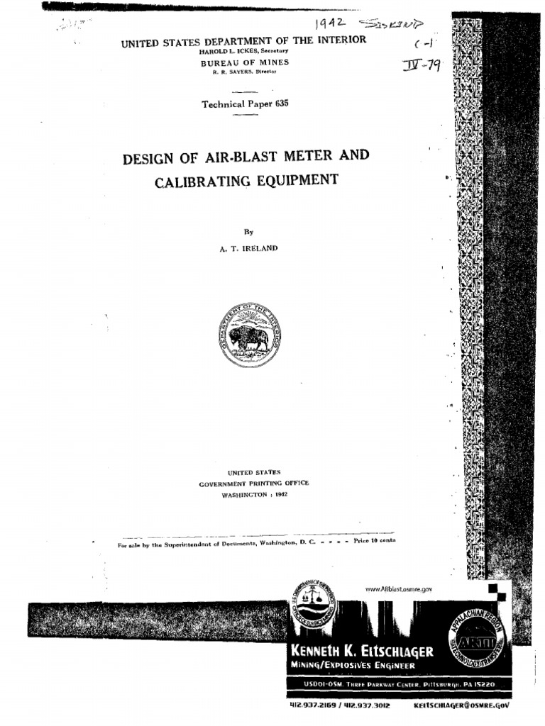 Design of Air-Blast Meter and Calibrating Equipment: United States ...