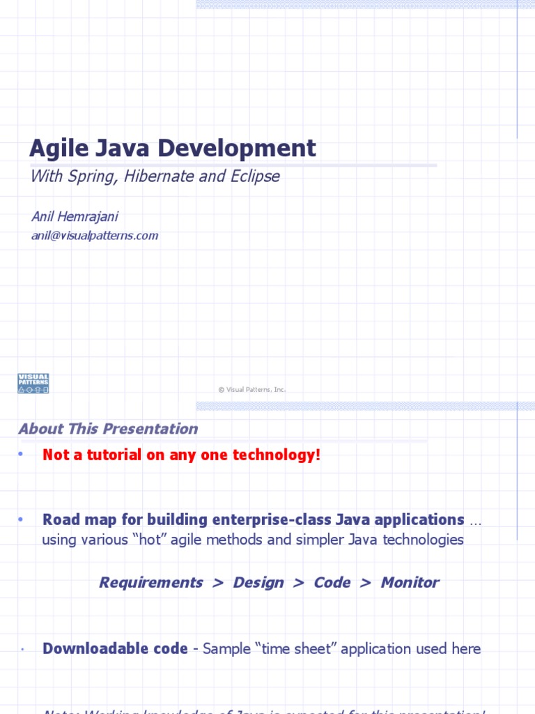 Agile Java Dev With Spring Hibernate Eclipse Pdf Java Platform Agile Software Development