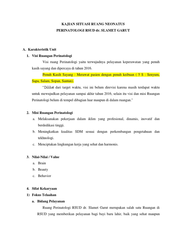 Kajian Situasi Ruang Neonatus | PDF