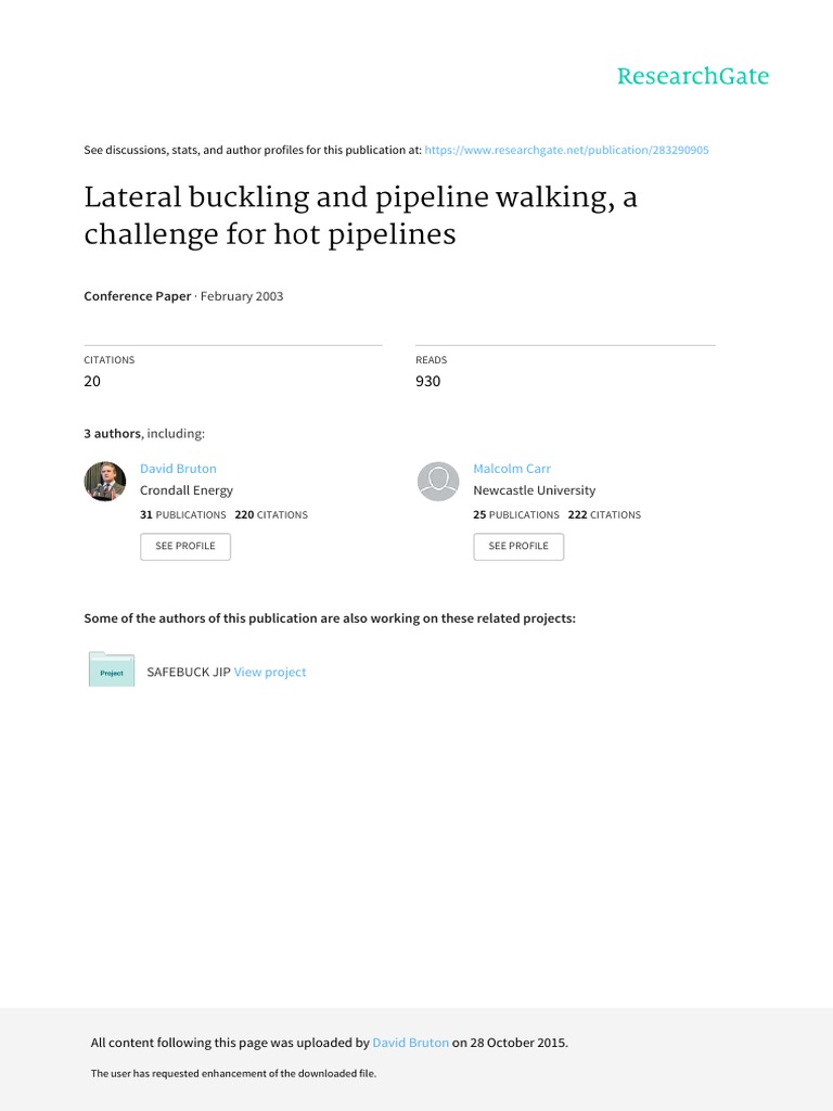 Lateral Buckling Pipe Walking Opt 2003 | PDF | Buckling | Pipeline ...